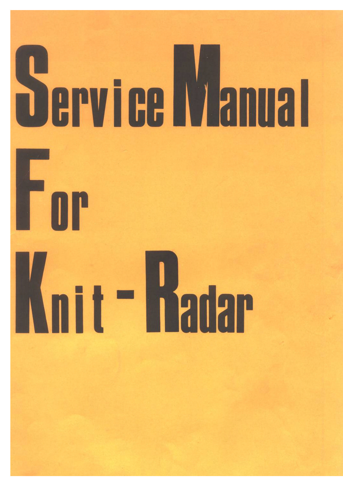 Knitradar Knitting Machine Service Manual - Machine Knitting Central